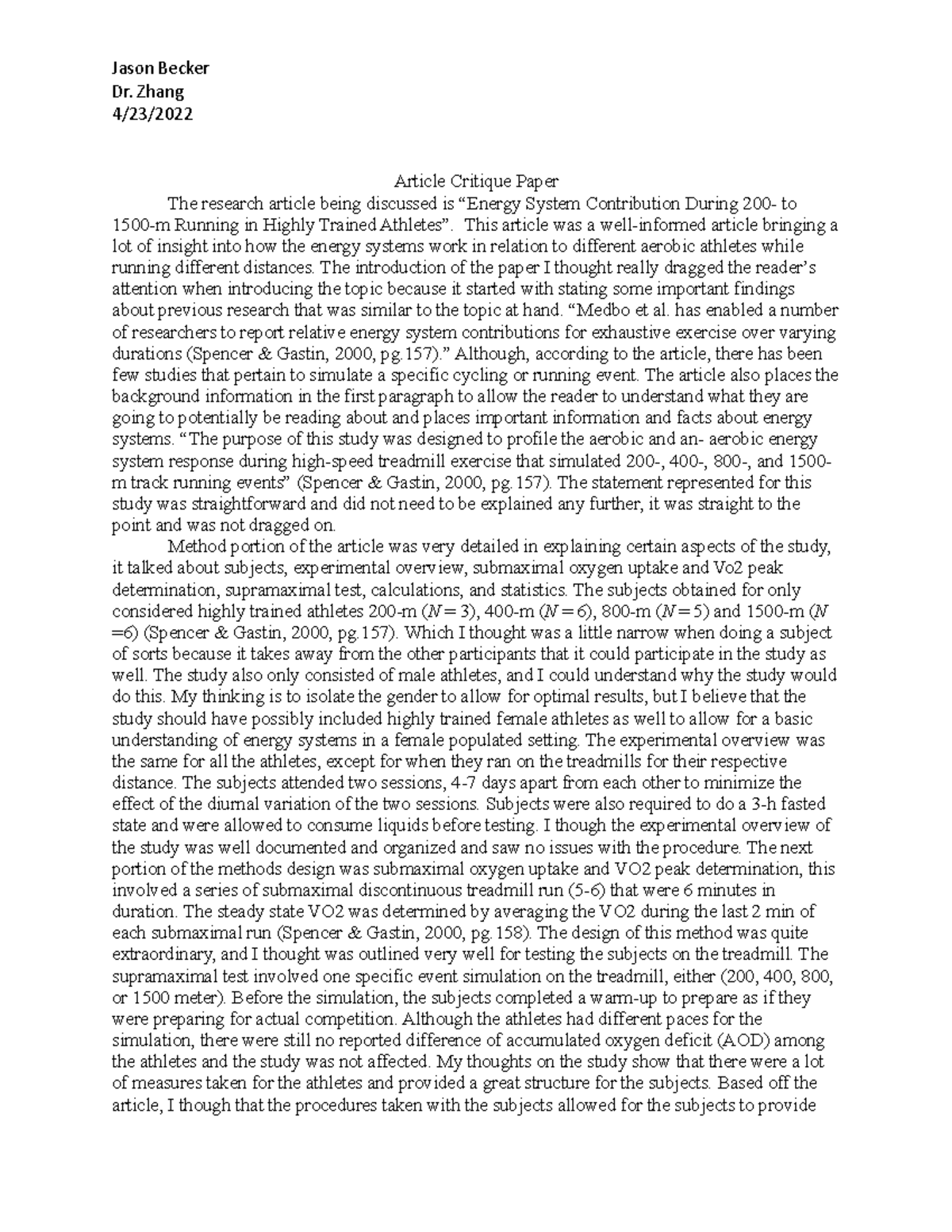 Article Critique Paper - Dr. Zhang 4/23/ Article Critique Paper The ...