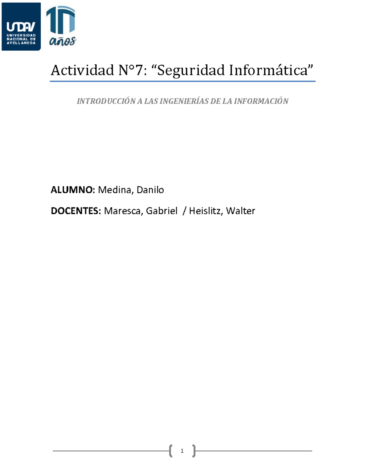 Actividad N°7. “Seguridad Informática” - Actividad N°7: “Seguridad ...