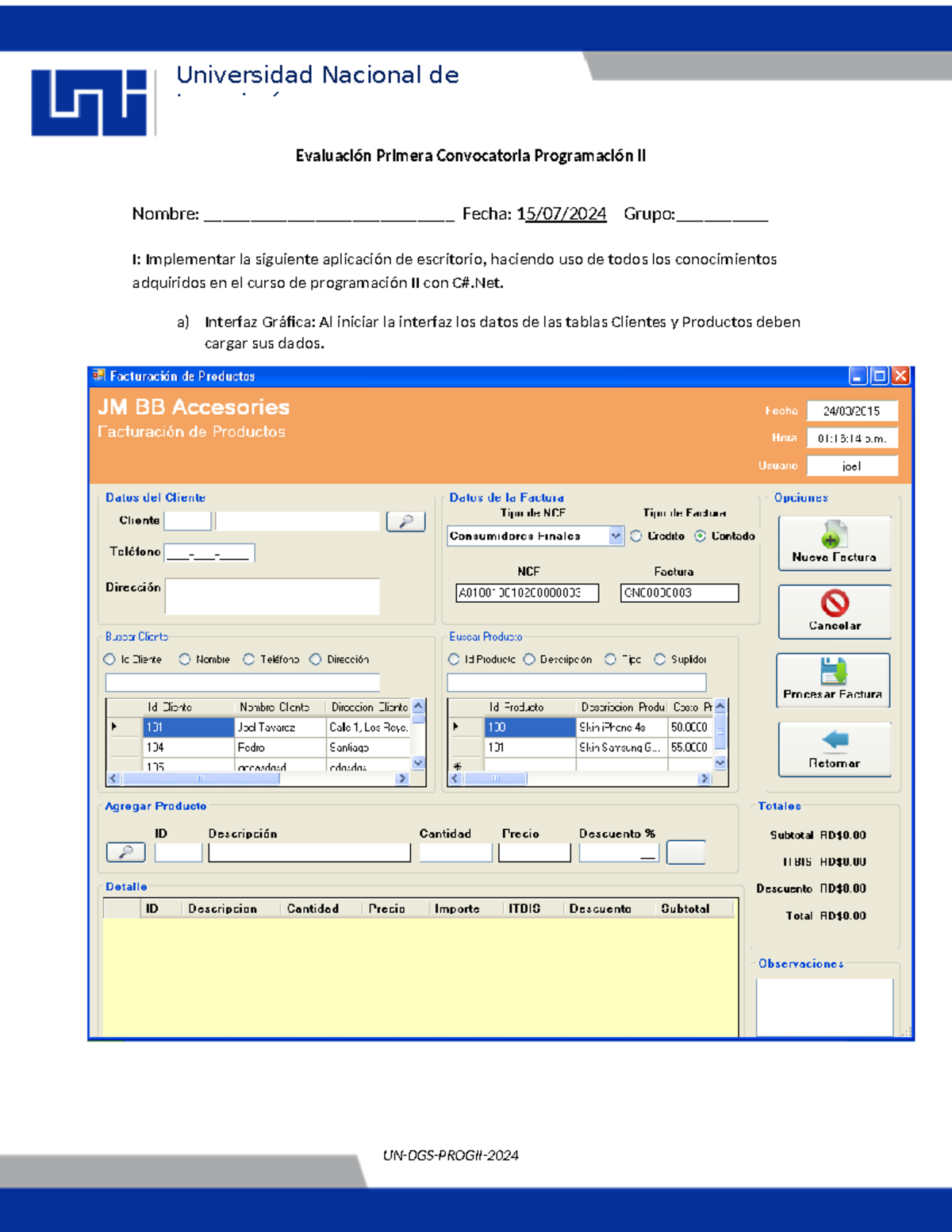 Examen de convocatoria 1, programación 2 - Programación II - Evaluación ...