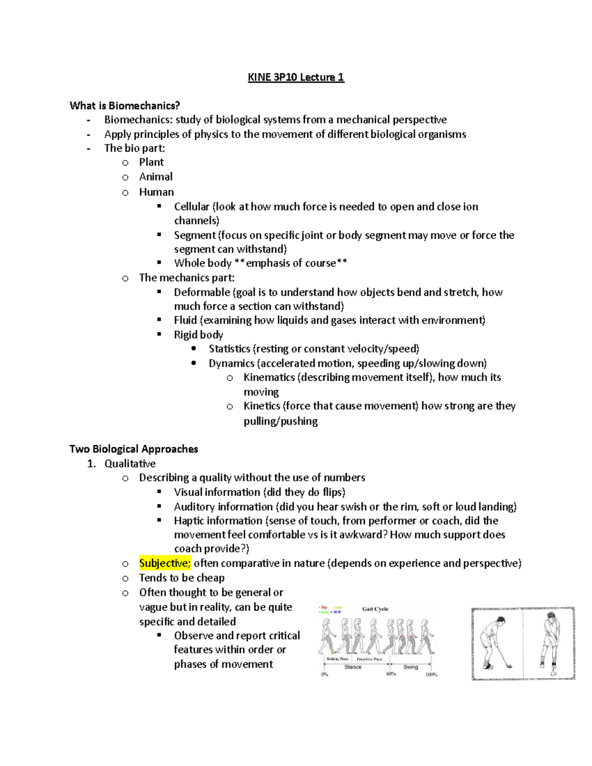 KINE 3P10 Lecture 1 - Introduction - KINE 3P10 Lecture 1 What is ...