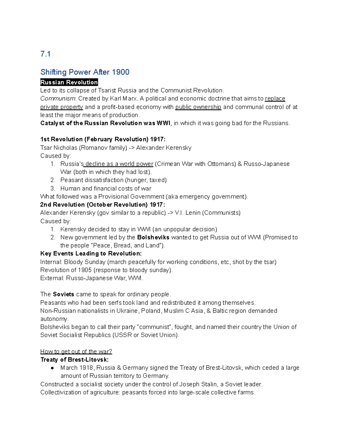 AP World History Modern Unit 7.1 Notes - 7. Shifting Power After 1900 ...