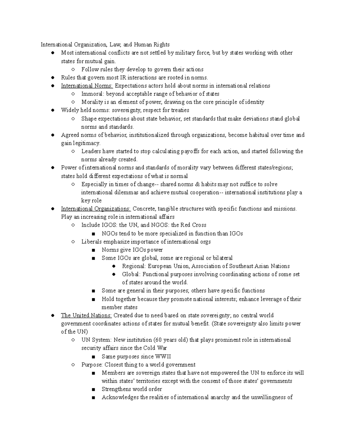 Chapter 7 Notes - International Organization, Law, and Human Rights ...