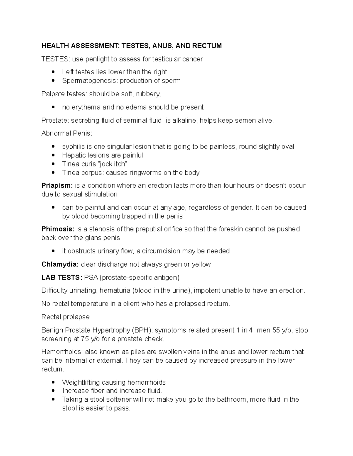 Health Assessment Testes ANUS AND Rectum - HEALTH ASSESSMENT: TESTES ...