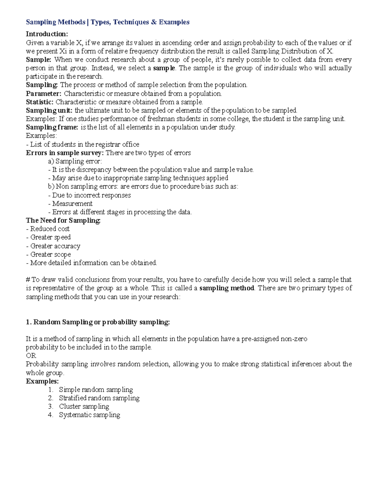 Sampling and method - Sampling Methods | Types, Techniques & Examples Introduction: Given a ...