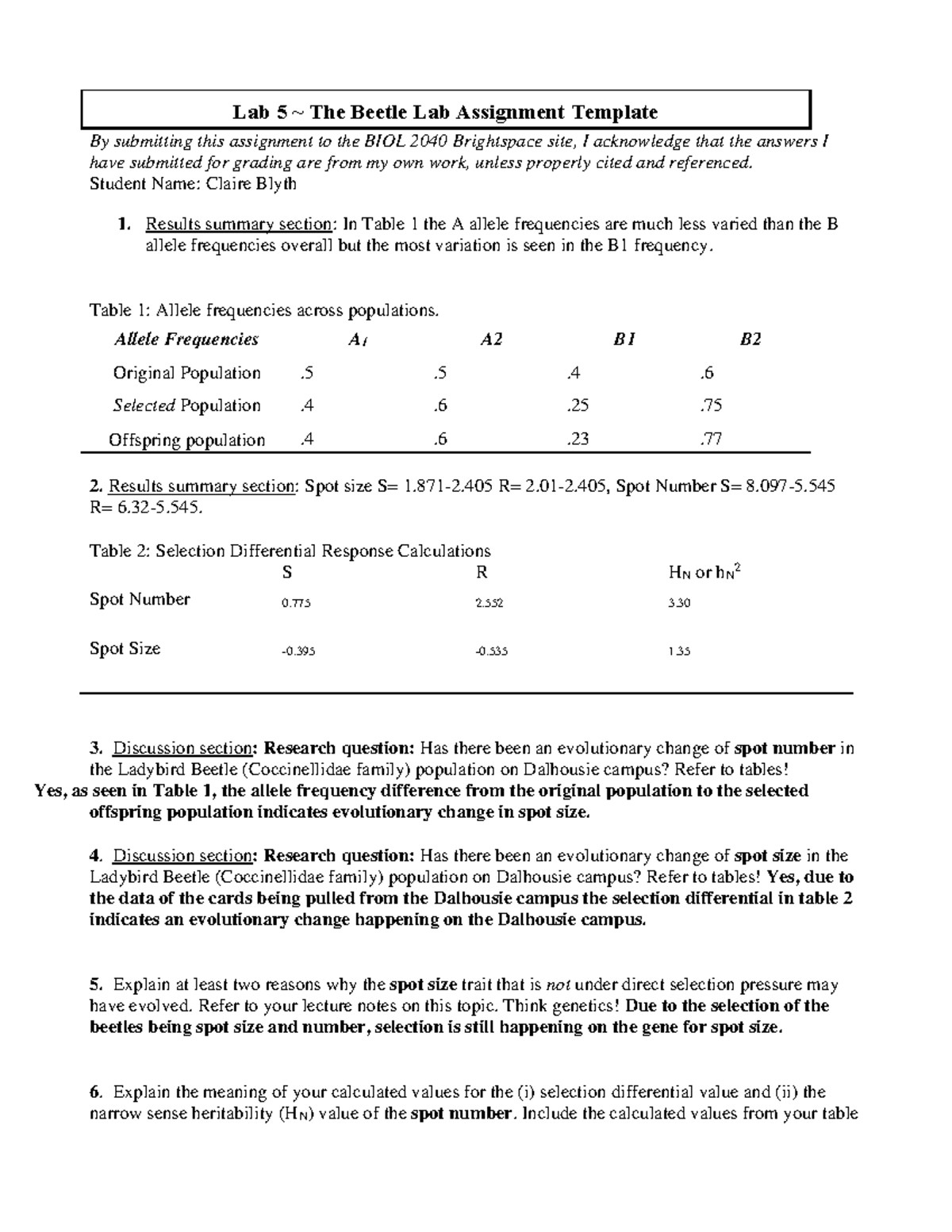 Template Lab 5 Beetles F2023 - Lab 5 ~ The Beetle Lab Assignment Template By submitting this ...