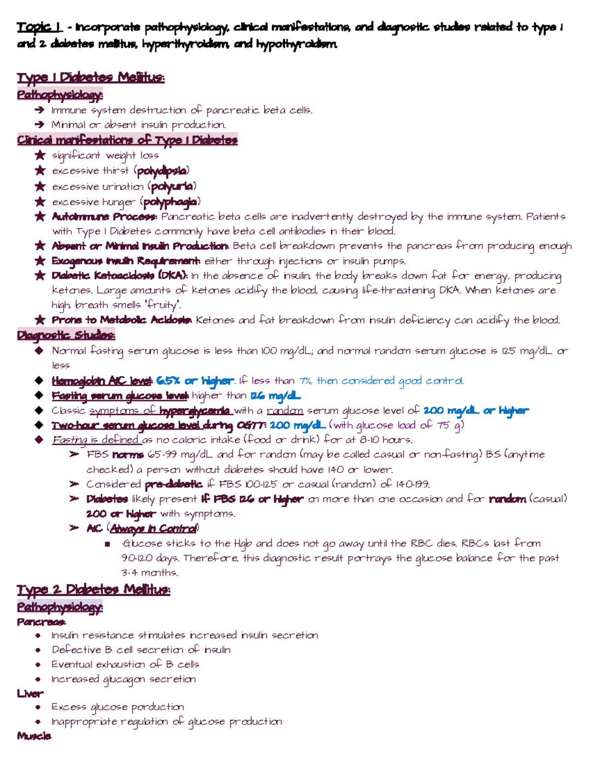 320 Diabetes - Google Docs - Topic 1 - Incorporate pathophysiology ...