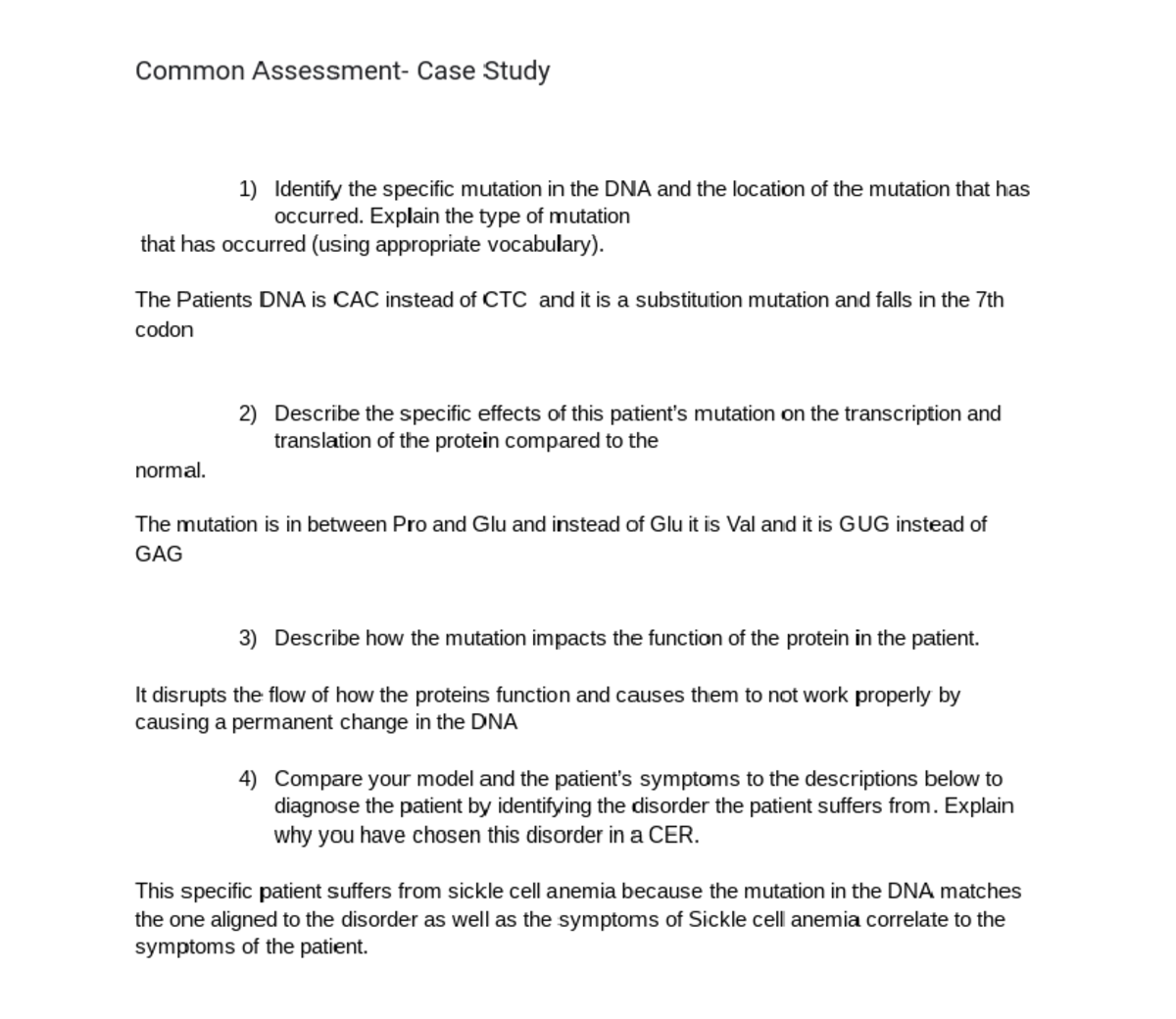 Common Assessment- Case Study - Common Case Study 1) Identify the ...
