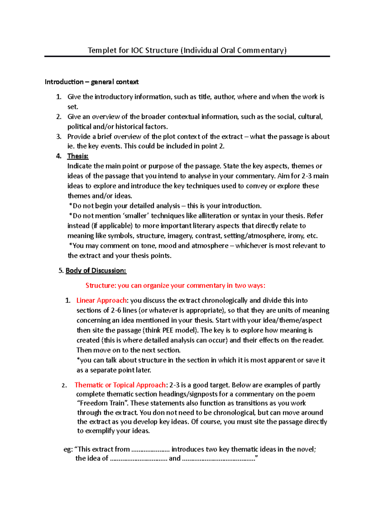 Templet for IOC Structure - Give an overview of the broader contextual ...