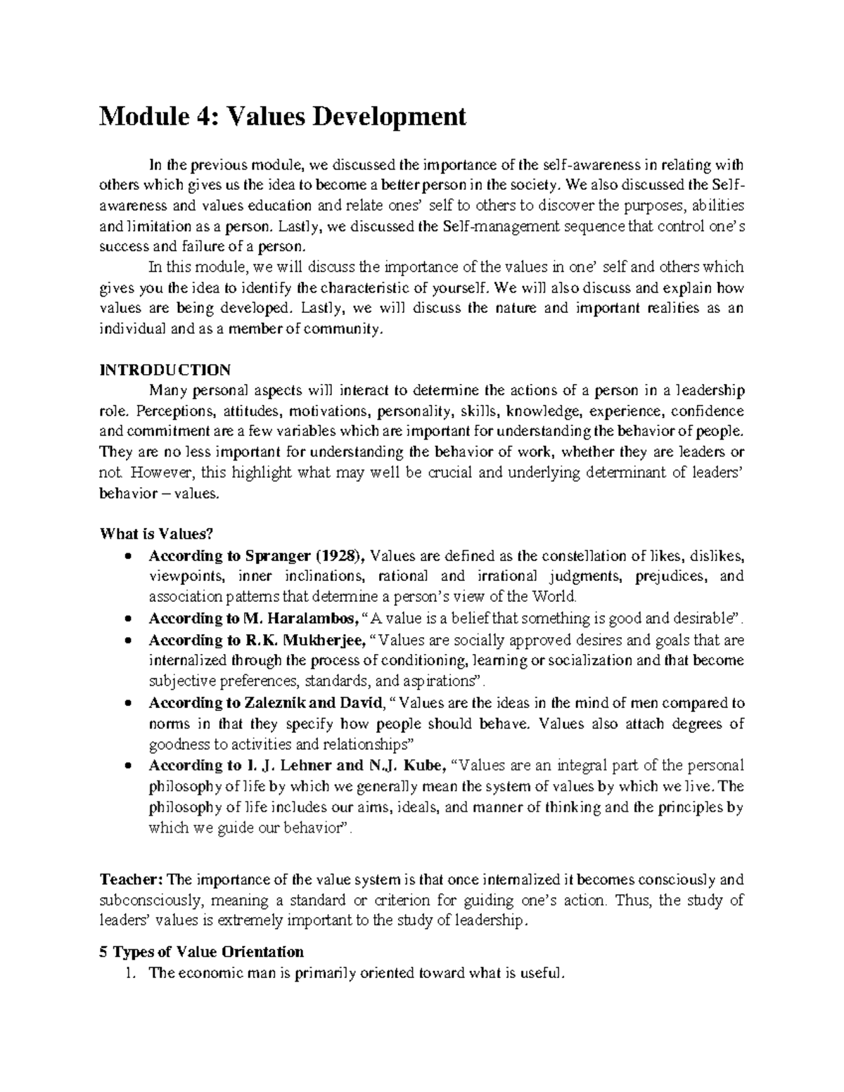 NSTP-M4 - regvrfb - Module 4: Values Development In the previous module ...