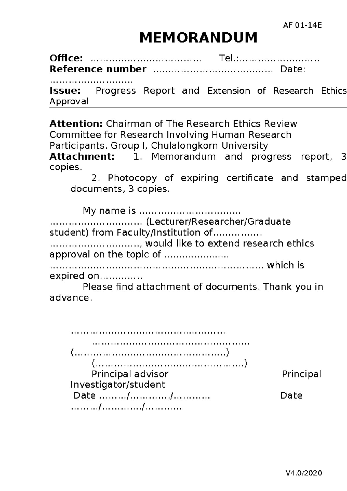 AF 01 14E EN Memorandum and Research Progress Report - MEMORANDUM ...