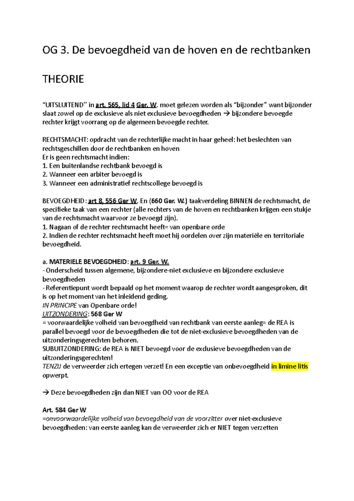 OG 3. De bevoegdheid van de hoven en de rechtbanken - OG 3. De ...