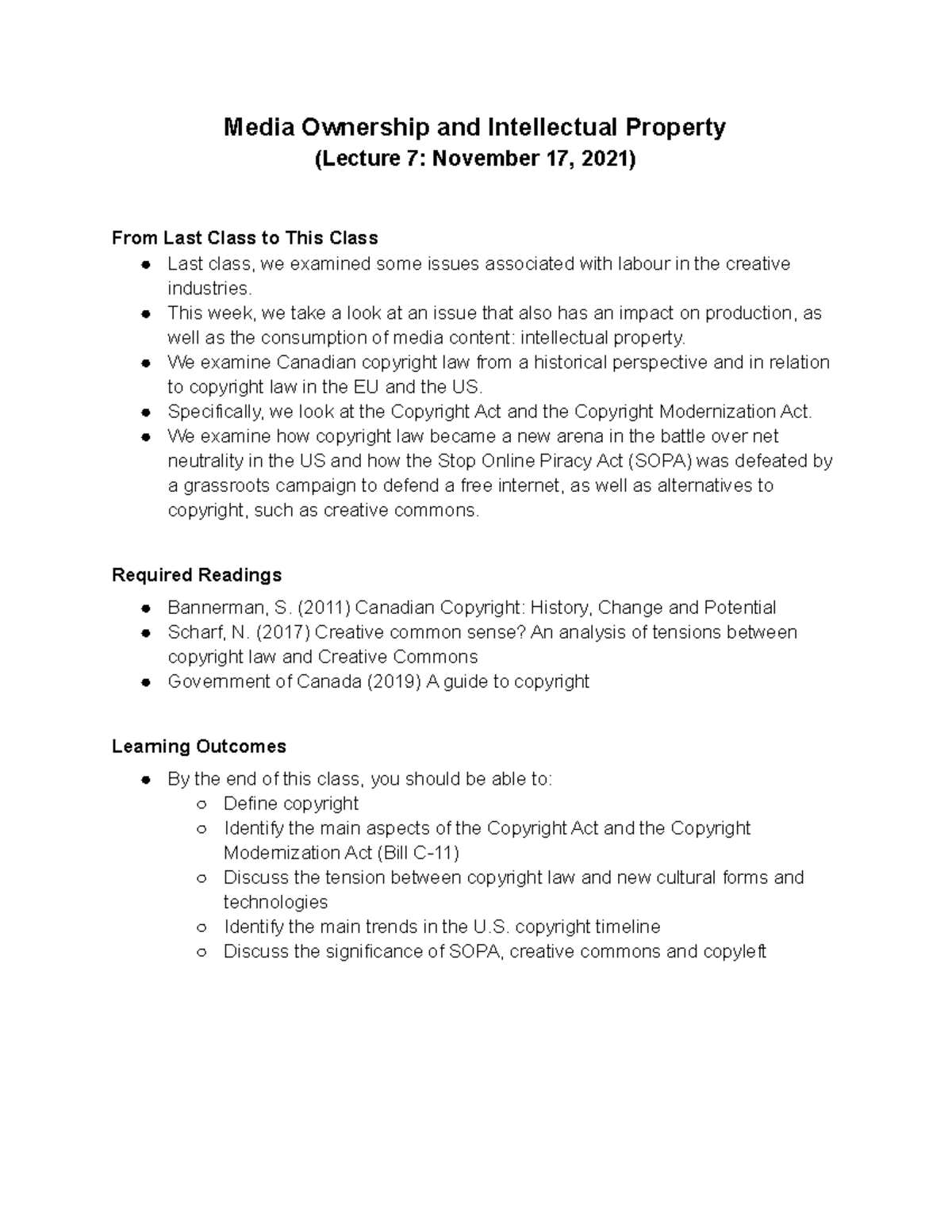 Copy of CS 101 Lecture 7 - Media Ownership and Intellectual Property (Lecture 7: November 17 ...