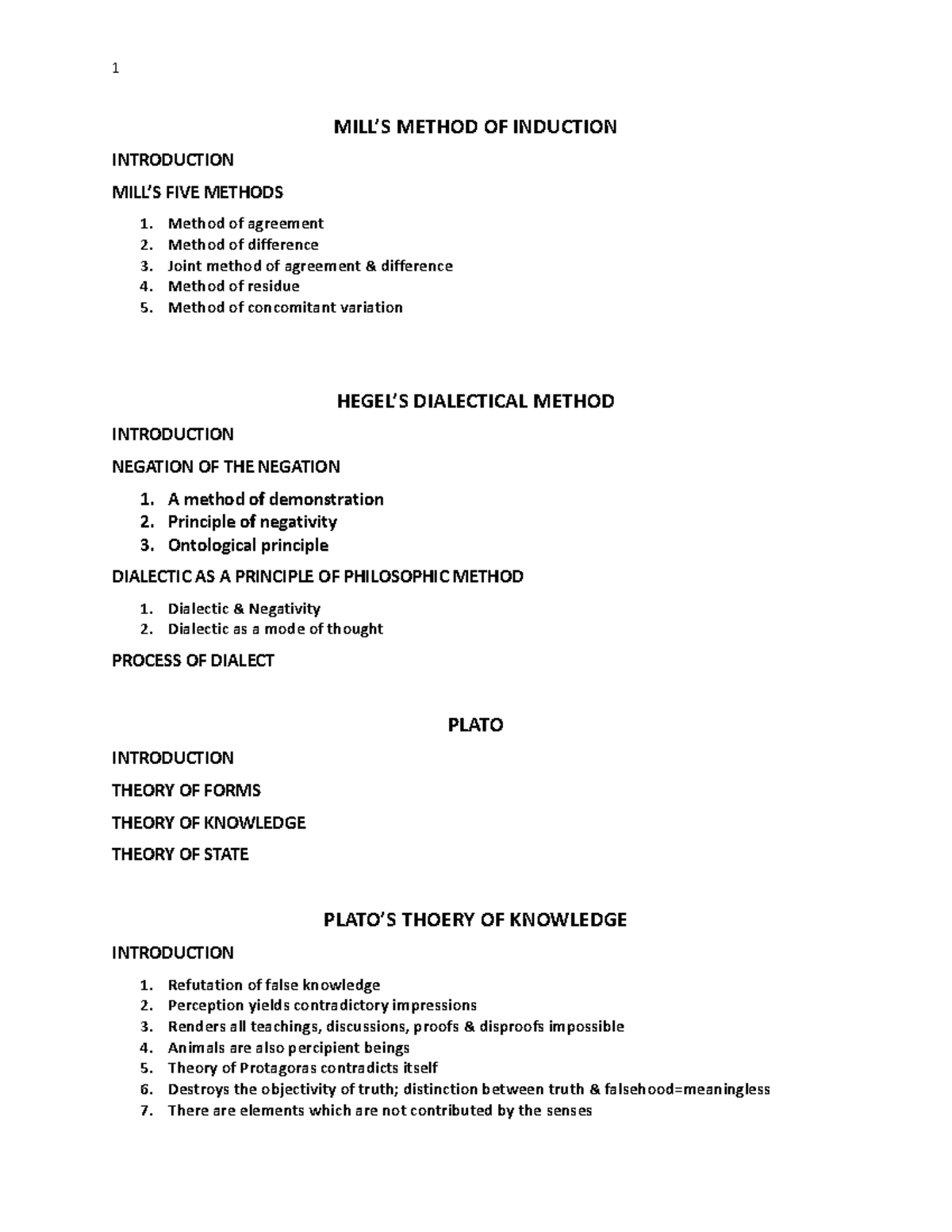 MILL - These are lecture notes - MILL’S METHOD OF INDUCTION ...