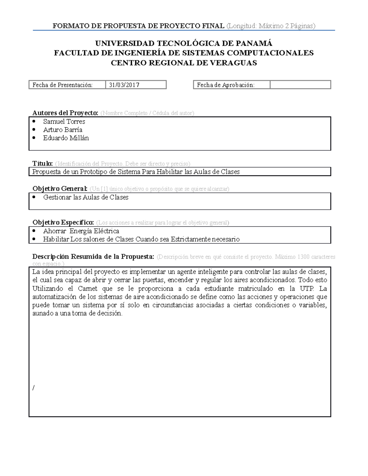 Plantilla Formato Propuesta Proyecto Final - copia - FORMATO DE ...
