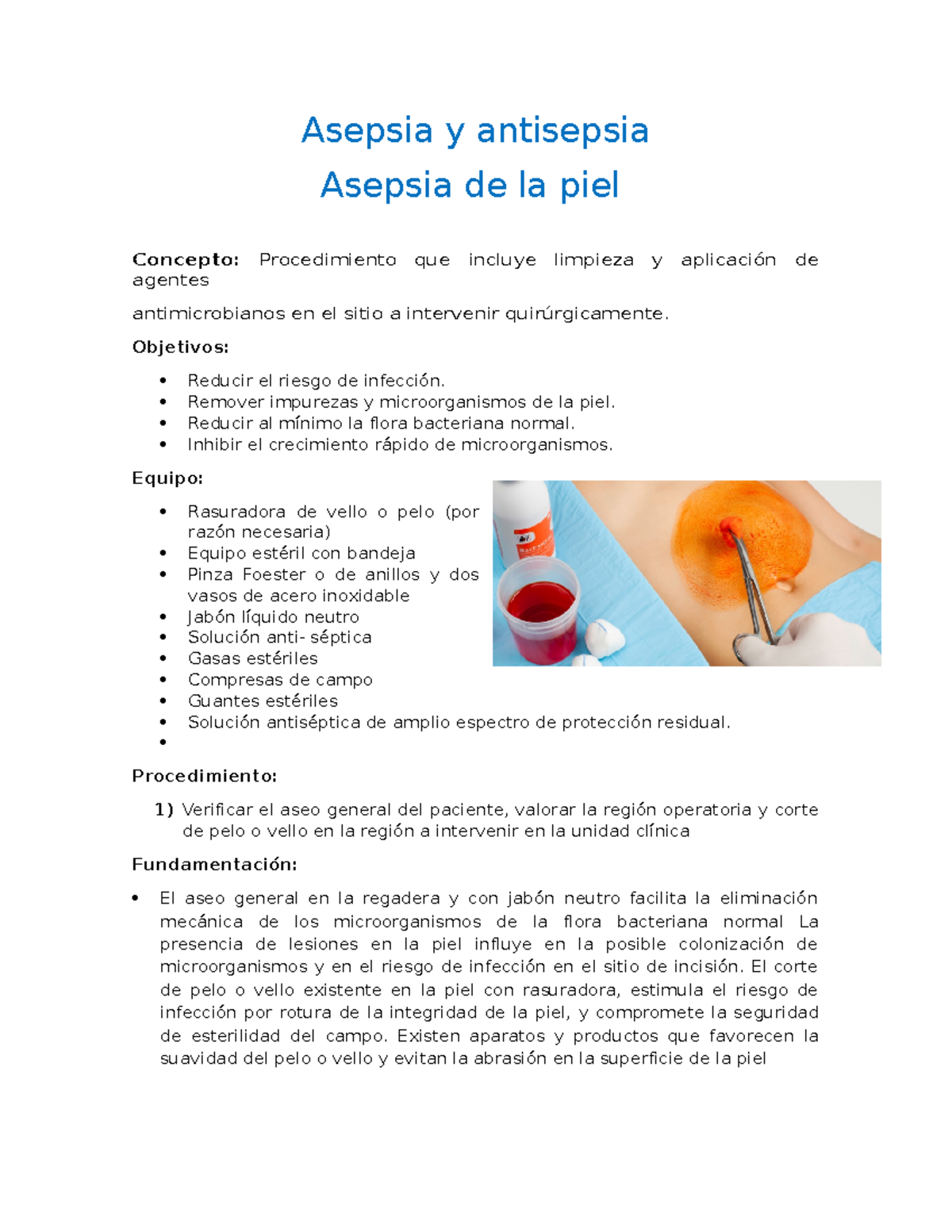 Asepsia y antisepsia y lavado de manos quirúrgico 1 - Asepsia y ...