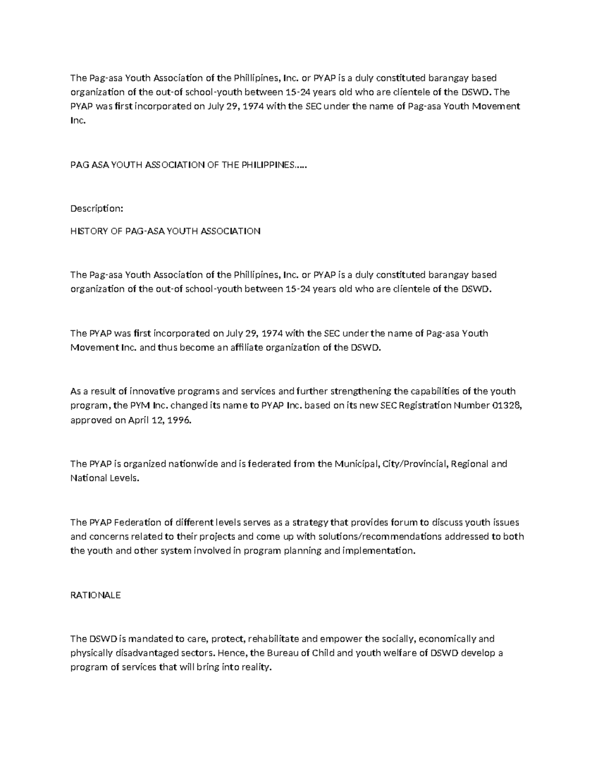 Pyap - Story - The Pag-asa Youth Association of the Phillipines, Inc ...