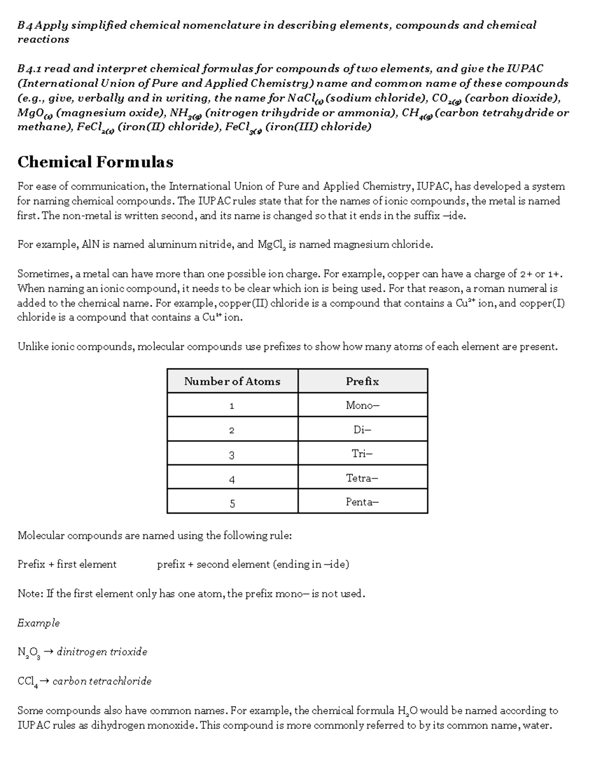 Review Sheet - 2 - B4 Apply simplified chemical nomenclature in ...