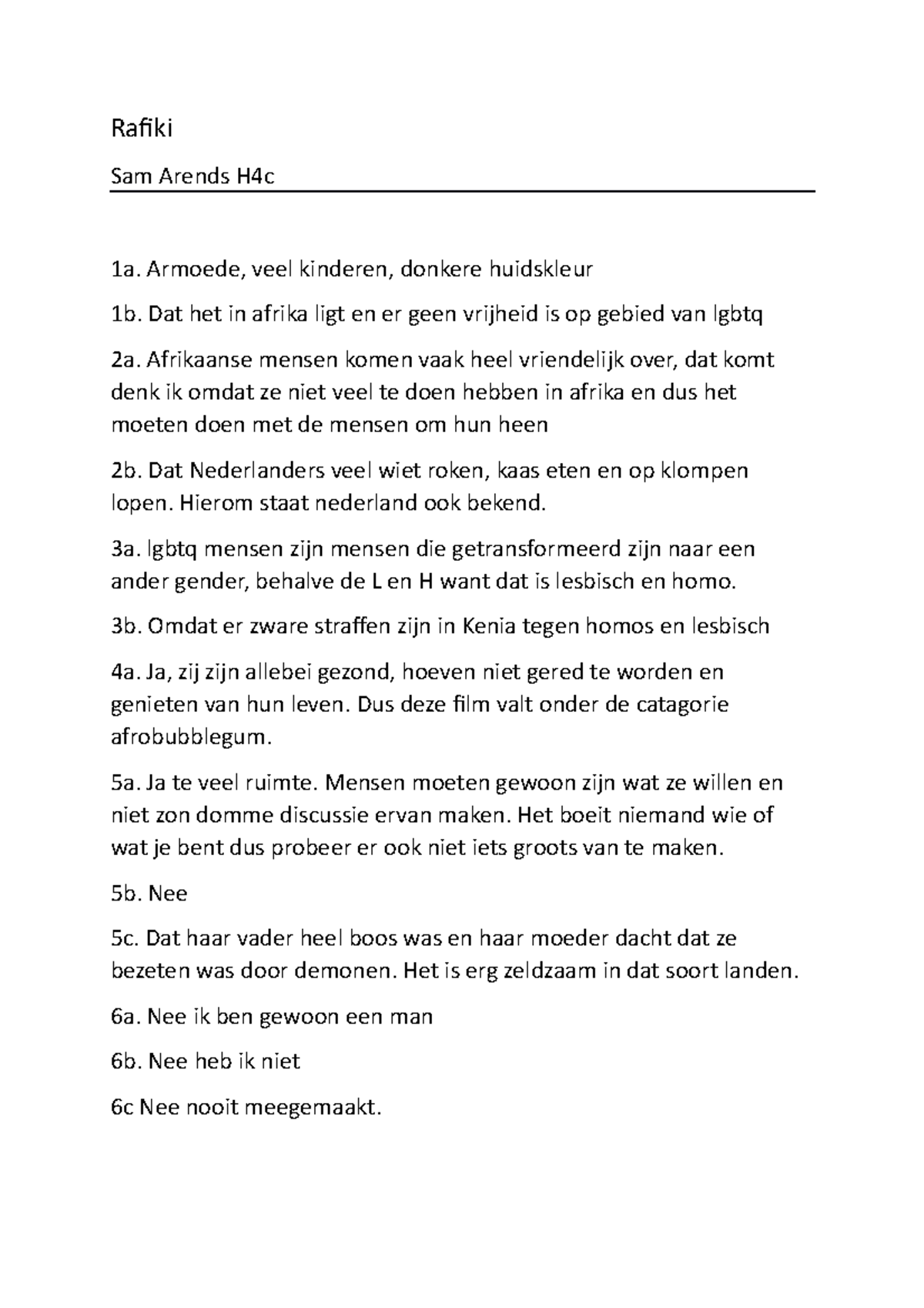 CKV Lesbrief - opdracht rafiki - Rafiki Sam Arends H4c 1a. Armoede ...