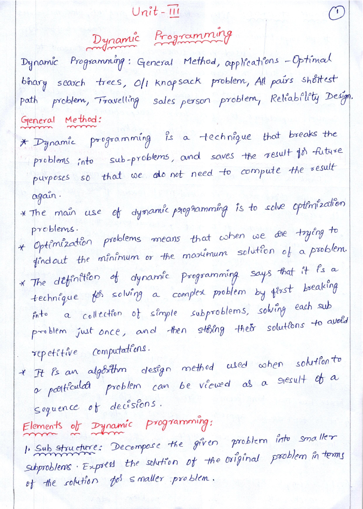 DAA UNIT-3-1 - Daa unit 3 - Unit 1 Dynamic Programming Dynamic ...