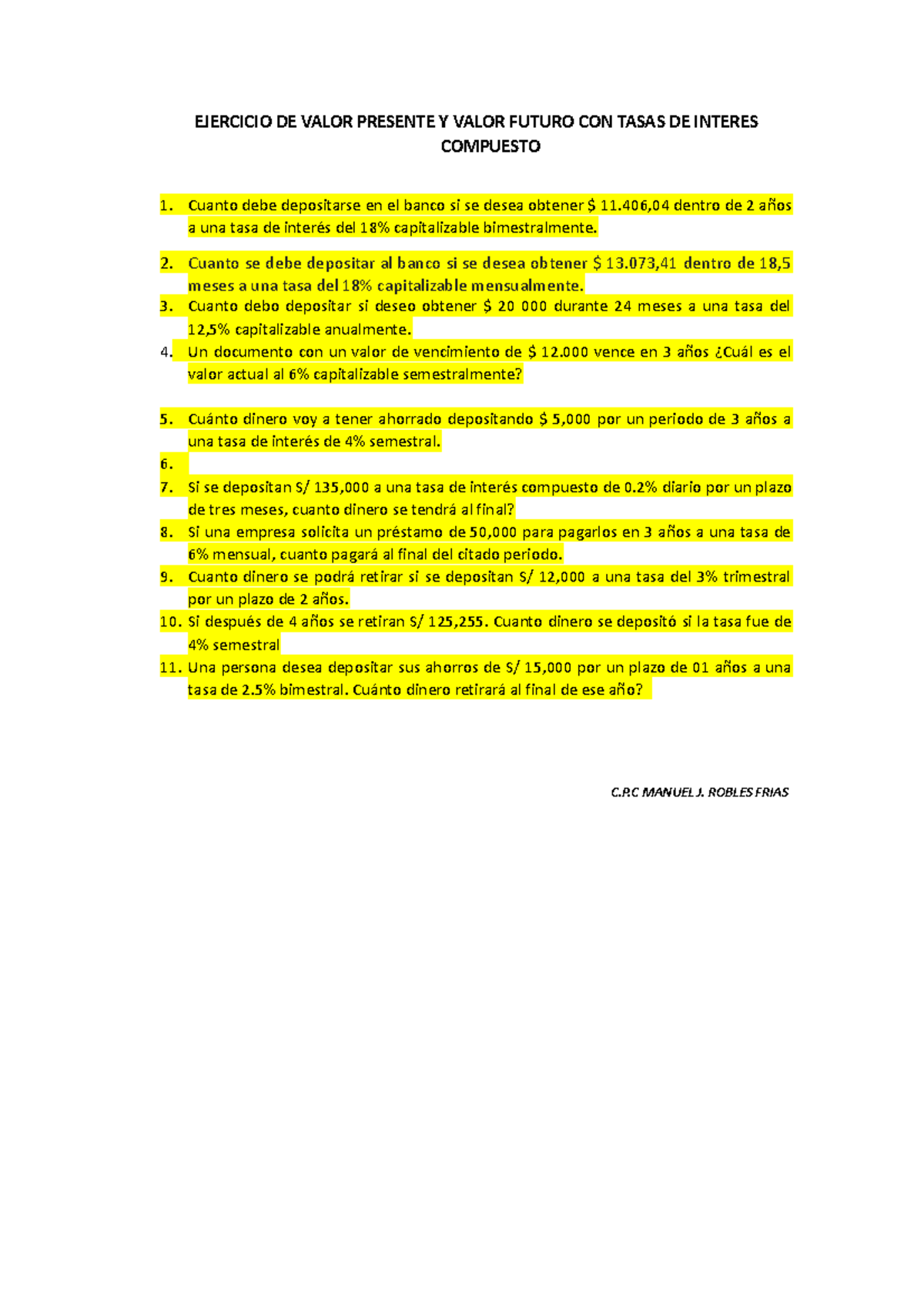 Ejercicio DE Valor Presente Y Valor Futuro CON Tasas DE Interes Compuesto - EJERCICIO DE VALOR ...