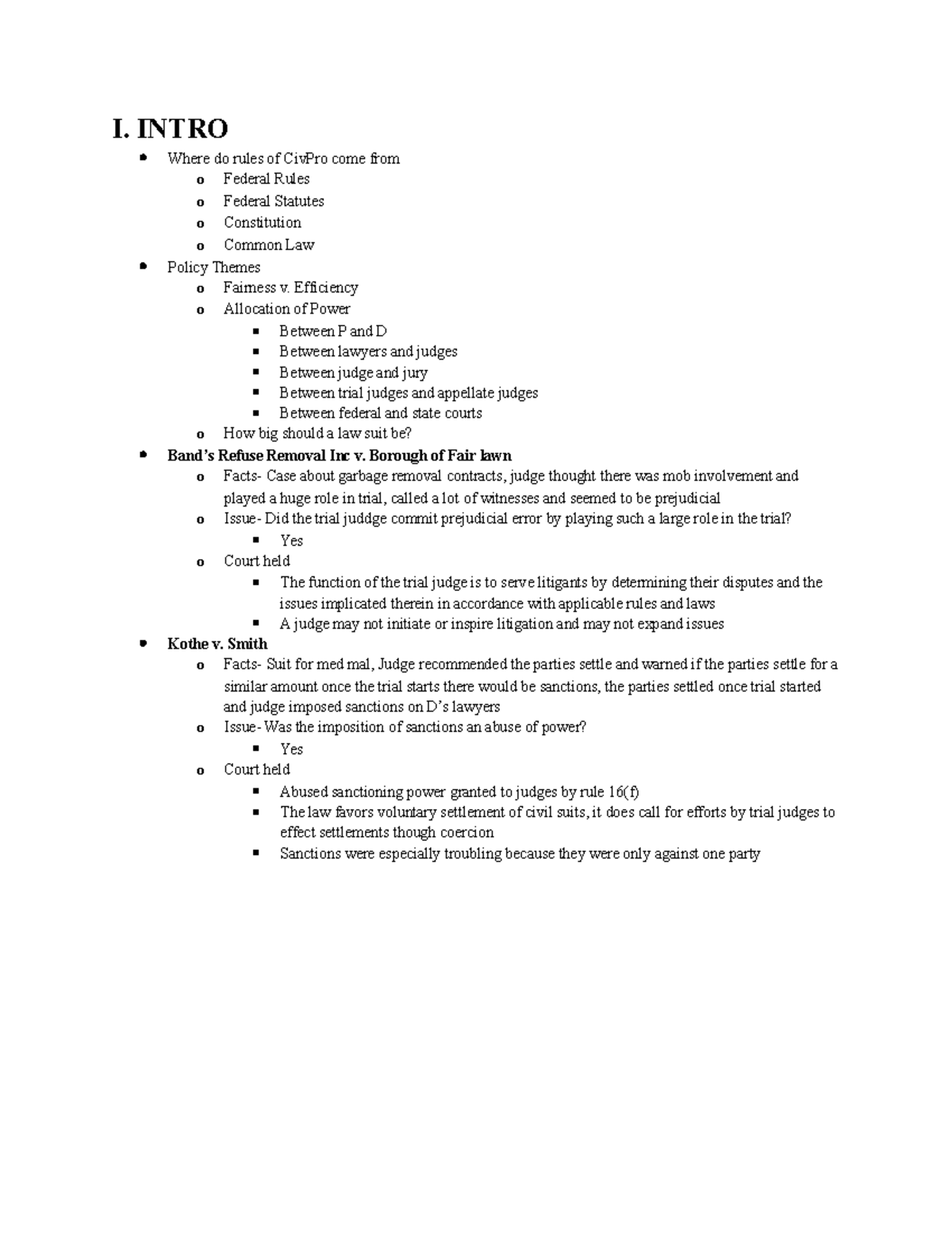 Civil Procedure - Prof. Simpson 2 - I. INTRO Where do rules of CivPro ...