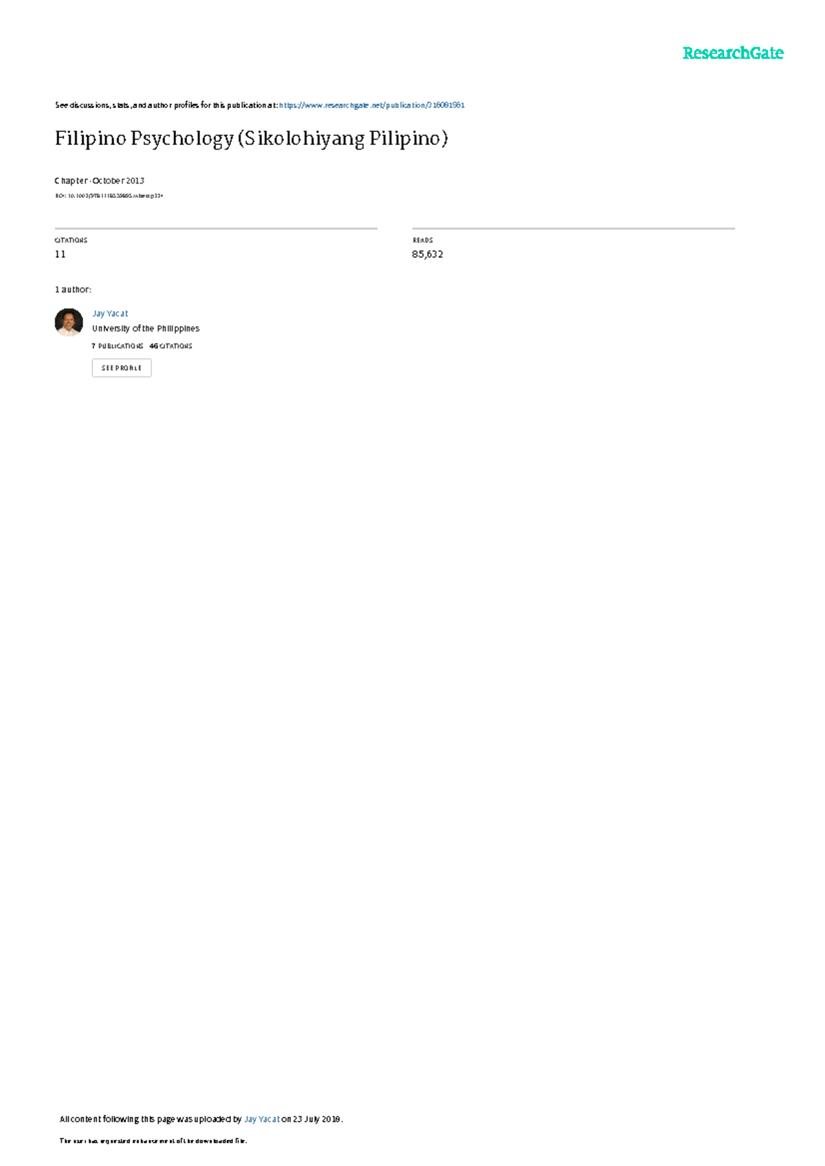 Filipinopsychology Jay Yacat 1 - See discussions, stats, and author ...