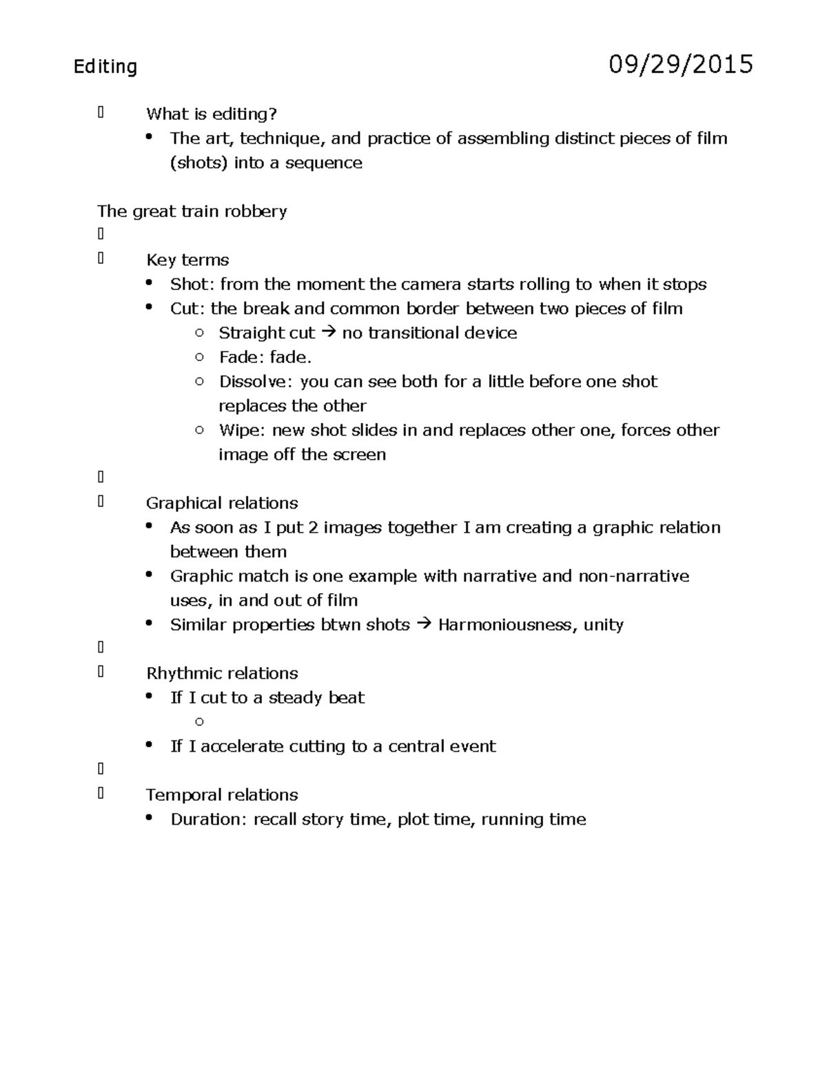 Week 5 - Editing - Lecture and recitation notes - 09/29/2015 Editing ...