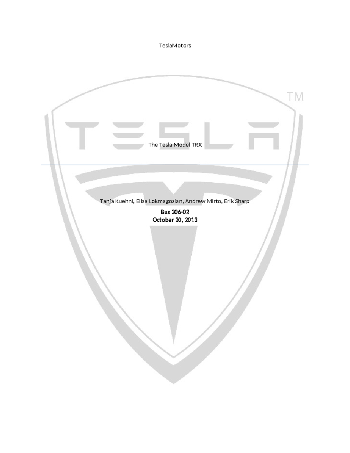 Marketing part 1 - Tesla analysis - TeslaMotors The Tesla Model TRX ...