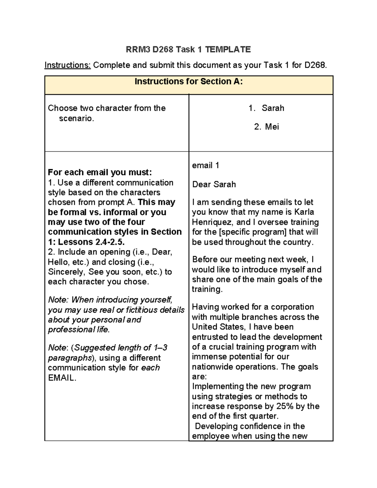 D268 Task 1 fixed - RRM3 D268 Task 1 TEMPLATE Instructions: Complete ...