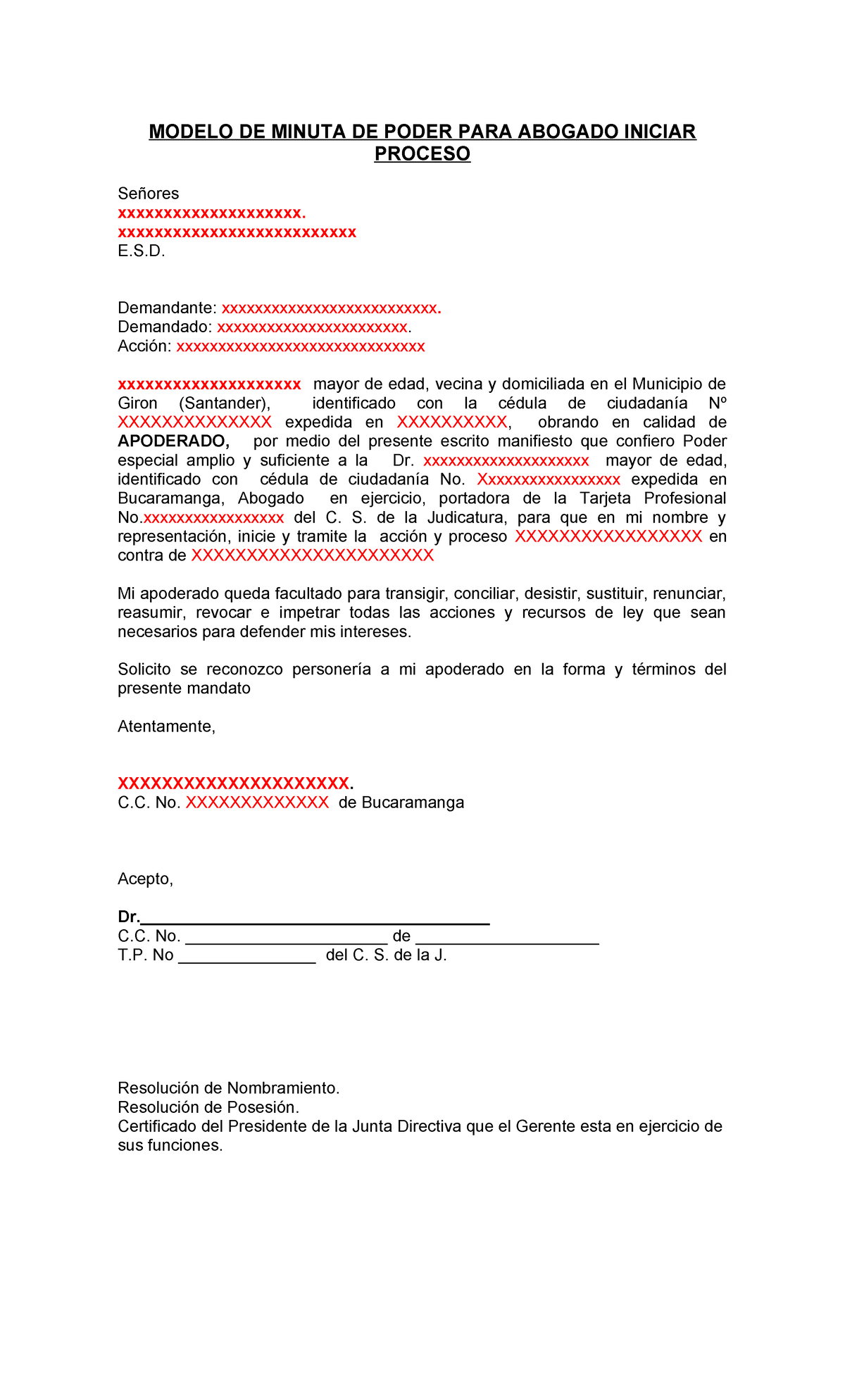 Transaccion minuta deee - MODELO DE MINUTA DE PODER PARA ABOGADO ...