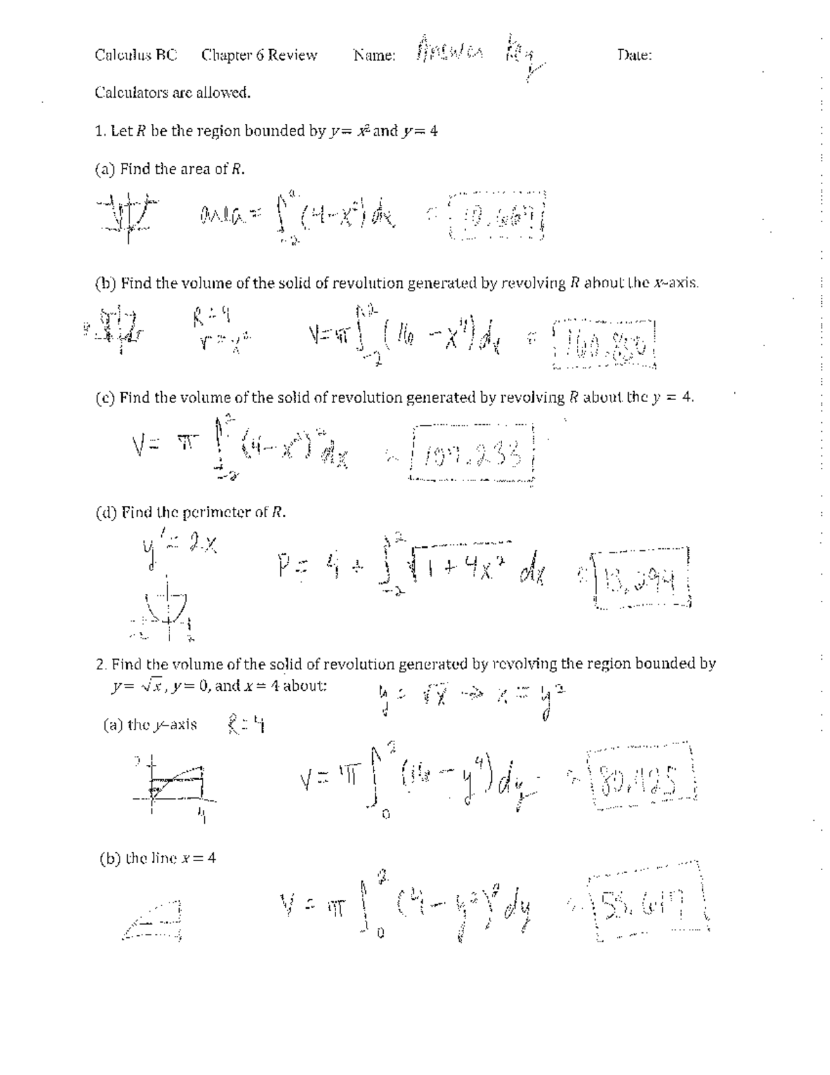 Calc BC Ch 6 Review Key - Studocu