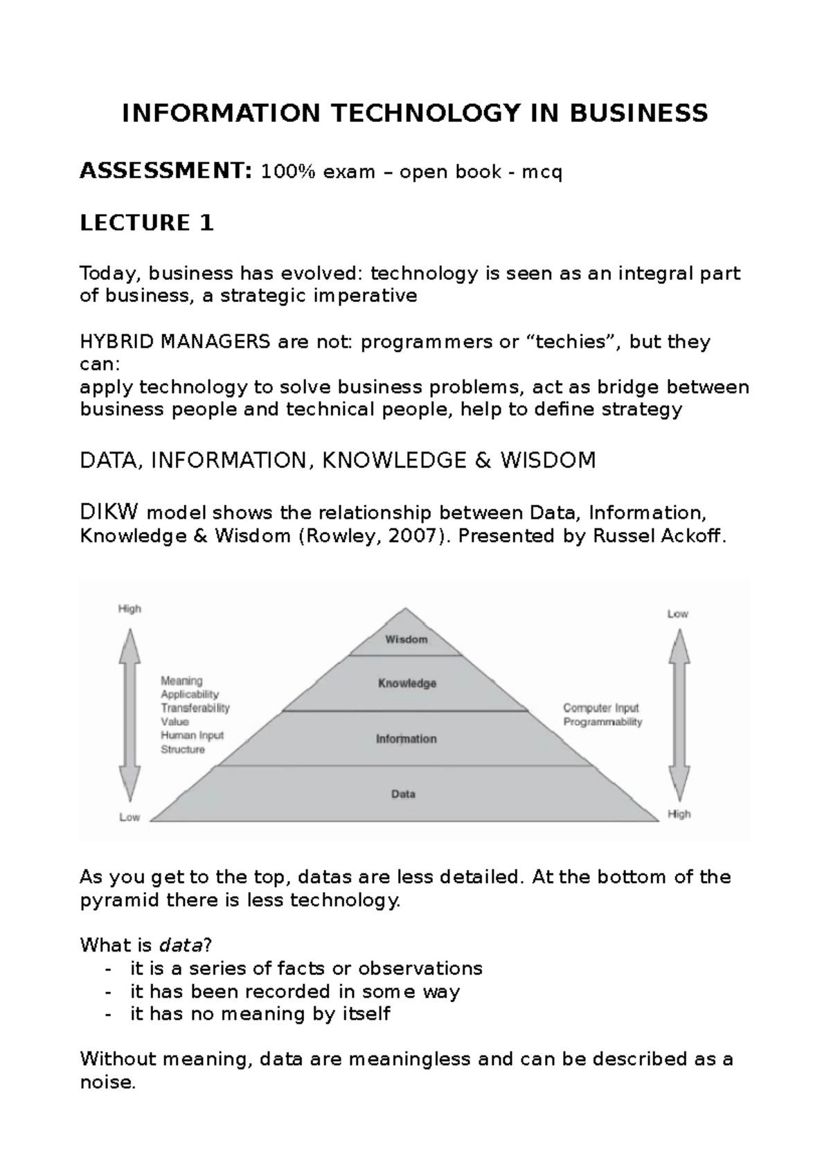 Information Technology IN Business - INFORMATION TECHNOLOGY IN BUSINESS ...