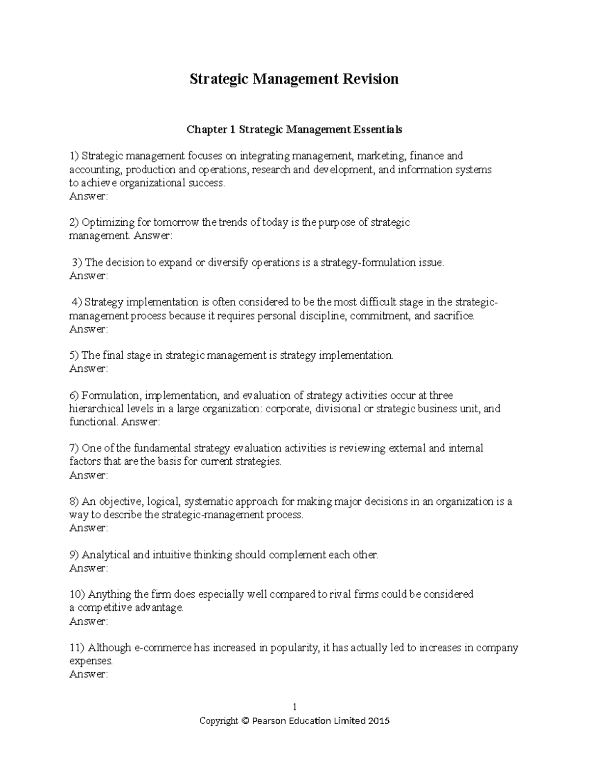 StrategicsManagement Revision-converted - Strategic Management Revision ...