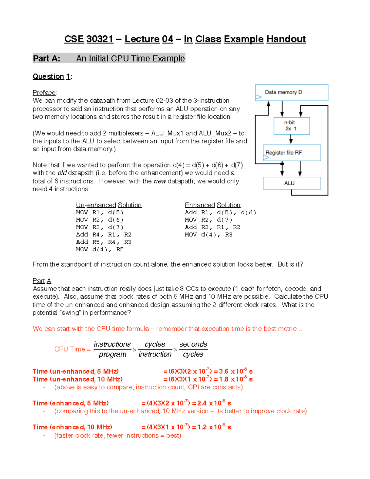 Lec 04 board - ...... - CSE 30321 – Lecture 04 – In Class Example ...