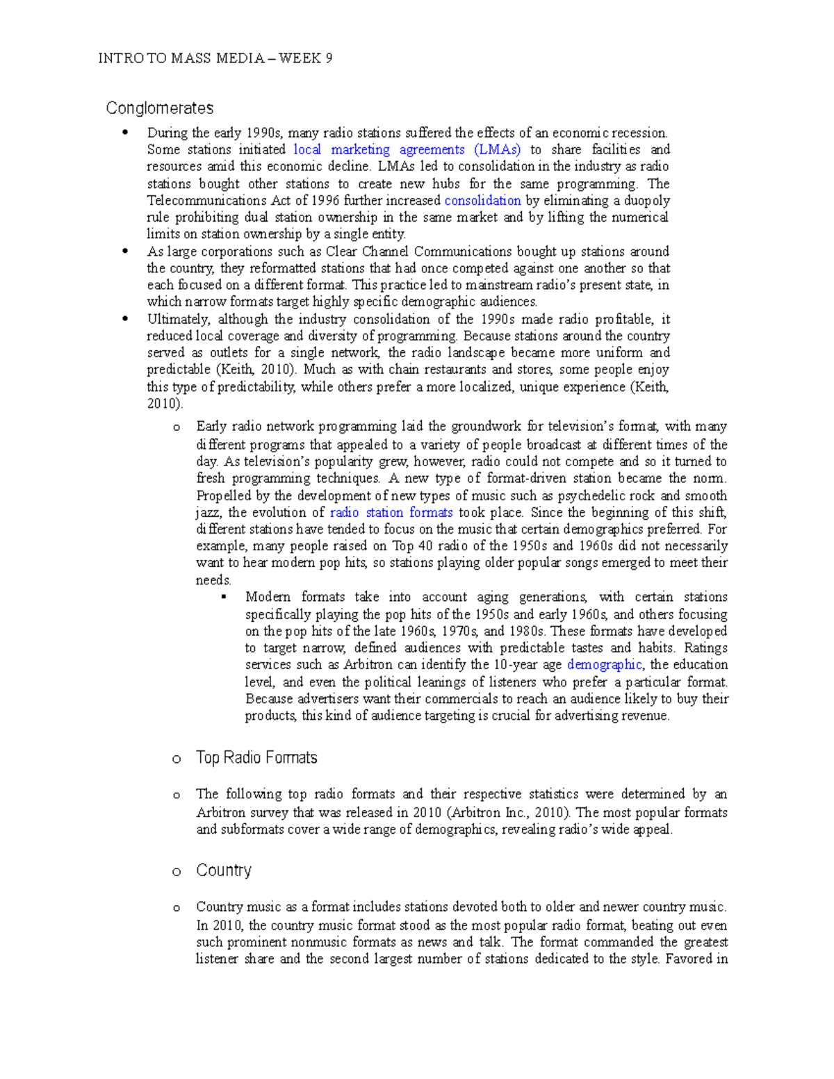 WEEK 9 - FCC - Establishment and history of the FCC - Conglomerates ...