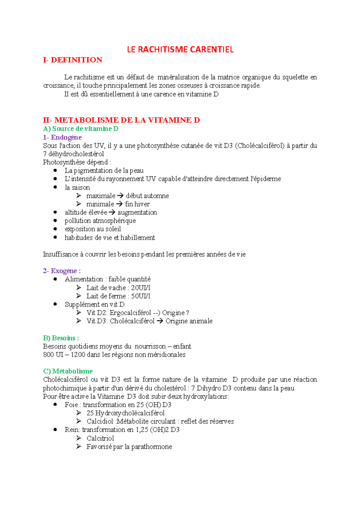 LE Rachitisme Carentiel - LE RACHITISME CARENTIEL I- DEFINITION Le ...