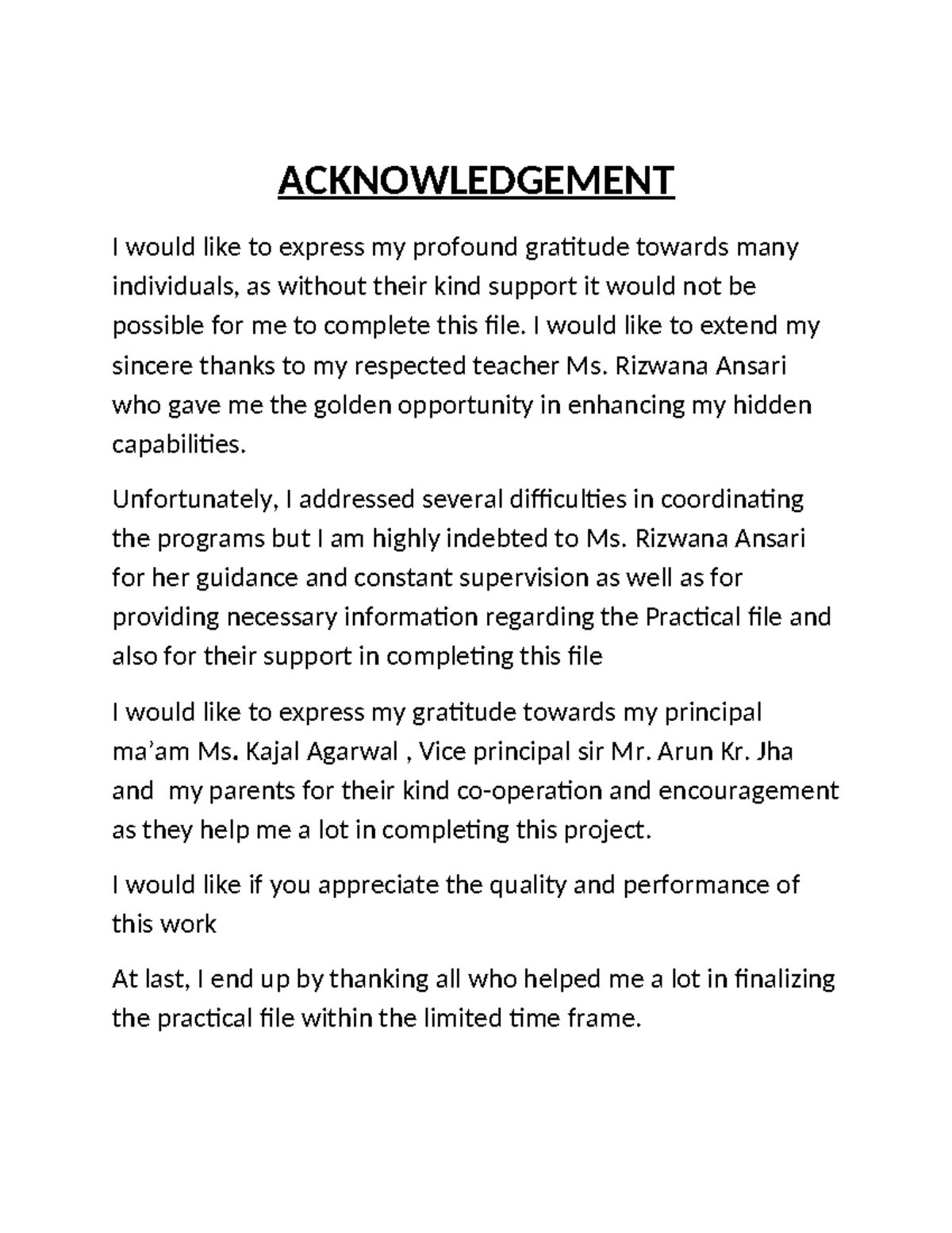 IP acknowledgement - It is possible 🙏 - ACKNOWLEDGEMENT I would like to ...