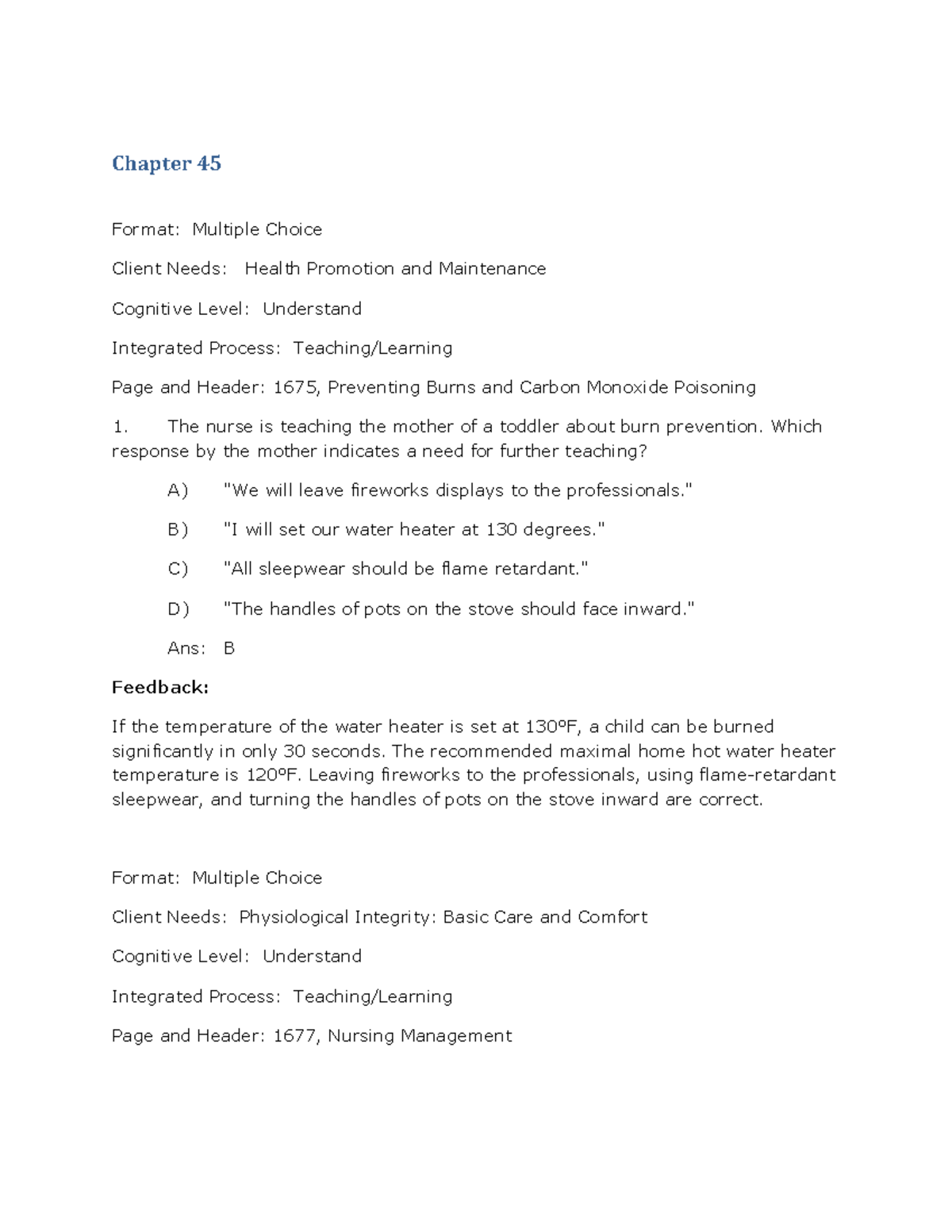 Chapter 45 - Test bank - Chapter 45 Format: Multiple Choice Client ...
