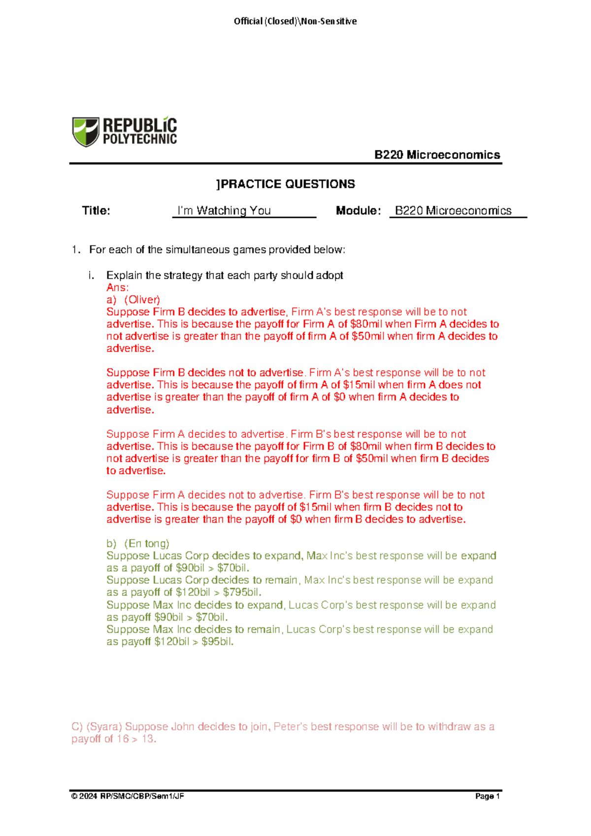 AY24 Sem1 B220 MI13 Practice Student 20240626 - B220 Microeconomics ...