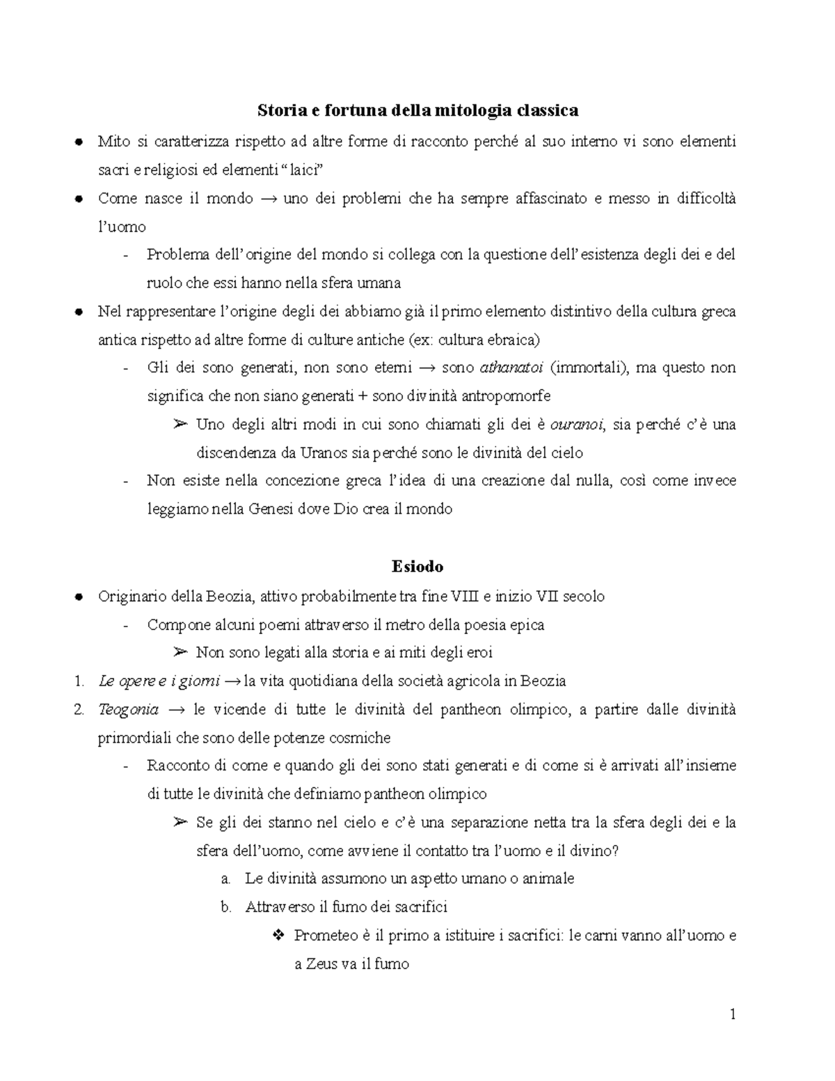 Teogonia di Esiodo - Storia e fortuna della mitologia classica Mito si ...