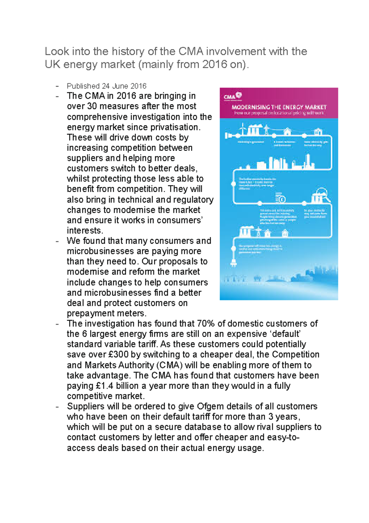 Economics week 1 - work - Look into the history of the CMA involvement ...
