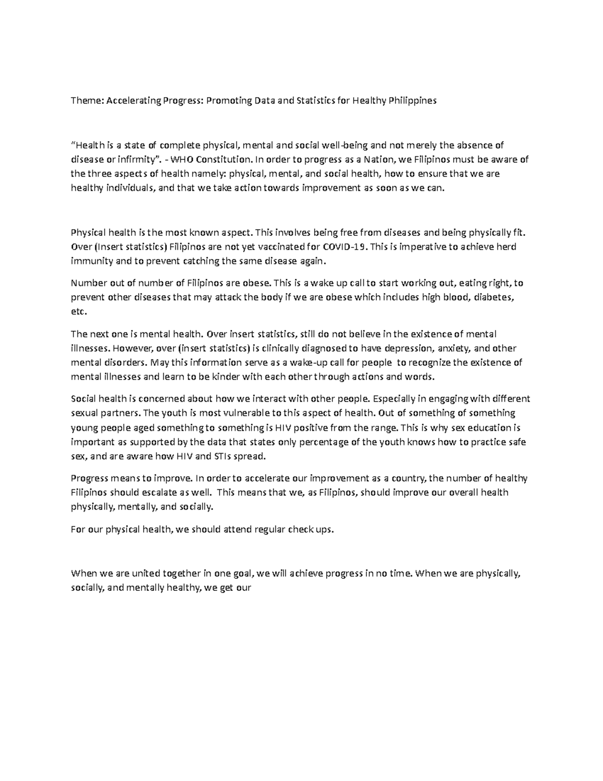 Rough Draft essay for statistics - Theme: Accelerating Progress ...