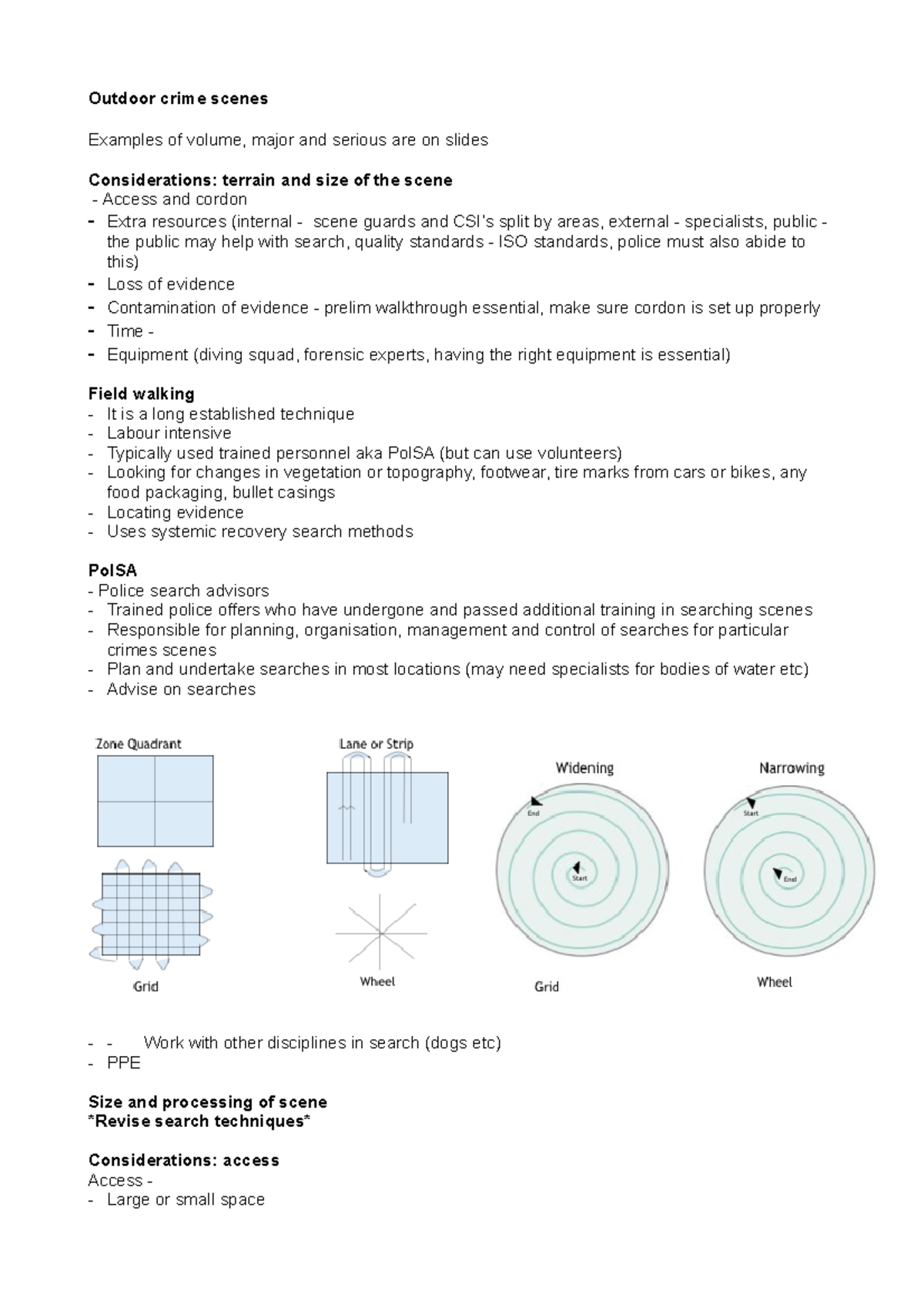 Outdoor Crime Scene Considerations and Search Methods - Studocu