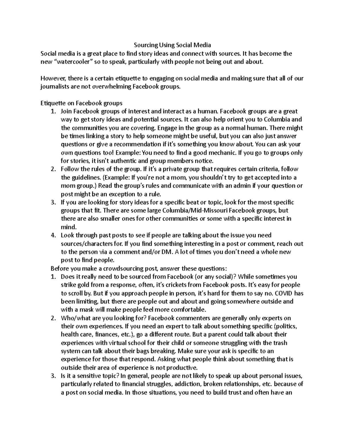 J1200 Sourcing Using Social Media Notes - Sourcing Using Social Media ...