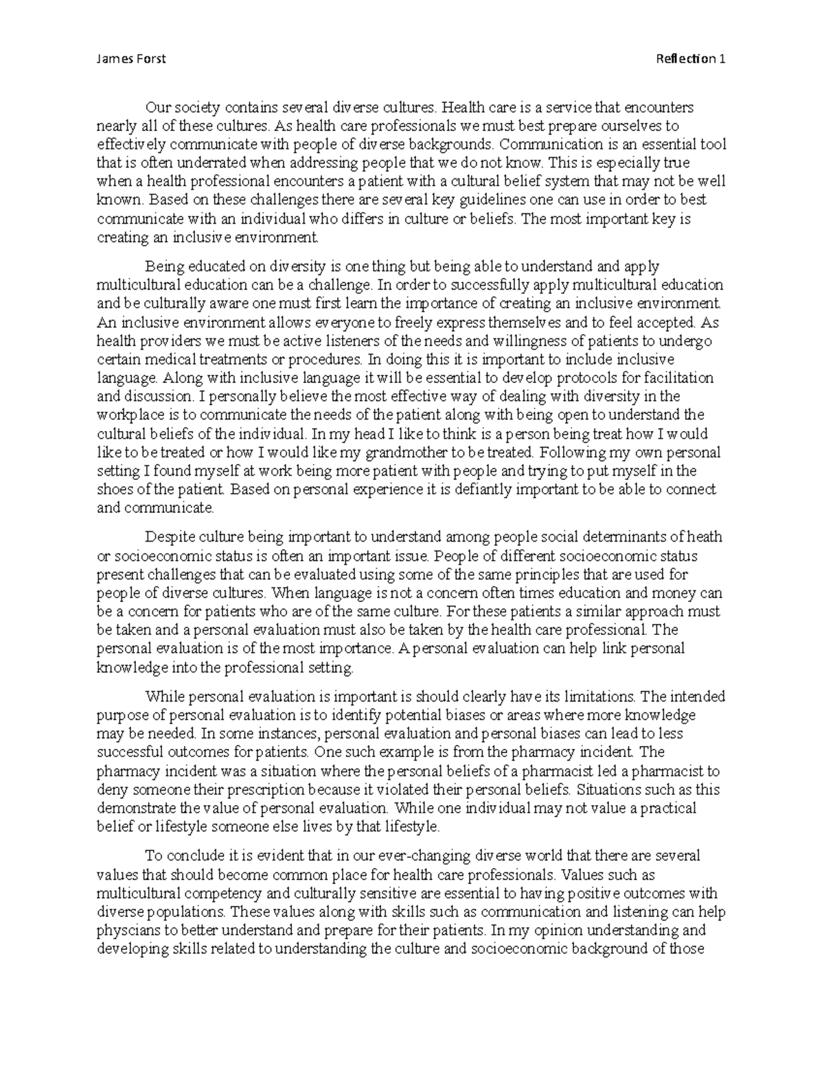 Reflection paper 1 - CH.1 summary required for weekly assignment ...