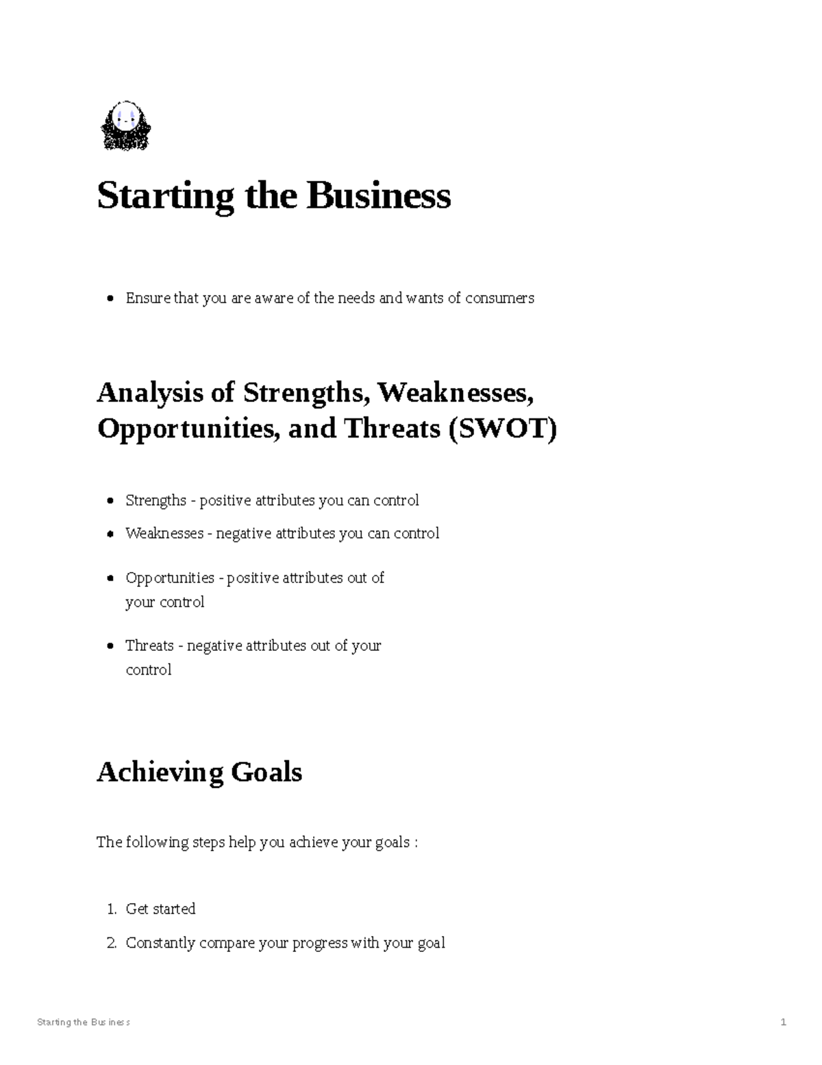 Starting the Business Gr. 7 t4 - Starting the Business Ensure that you ...
