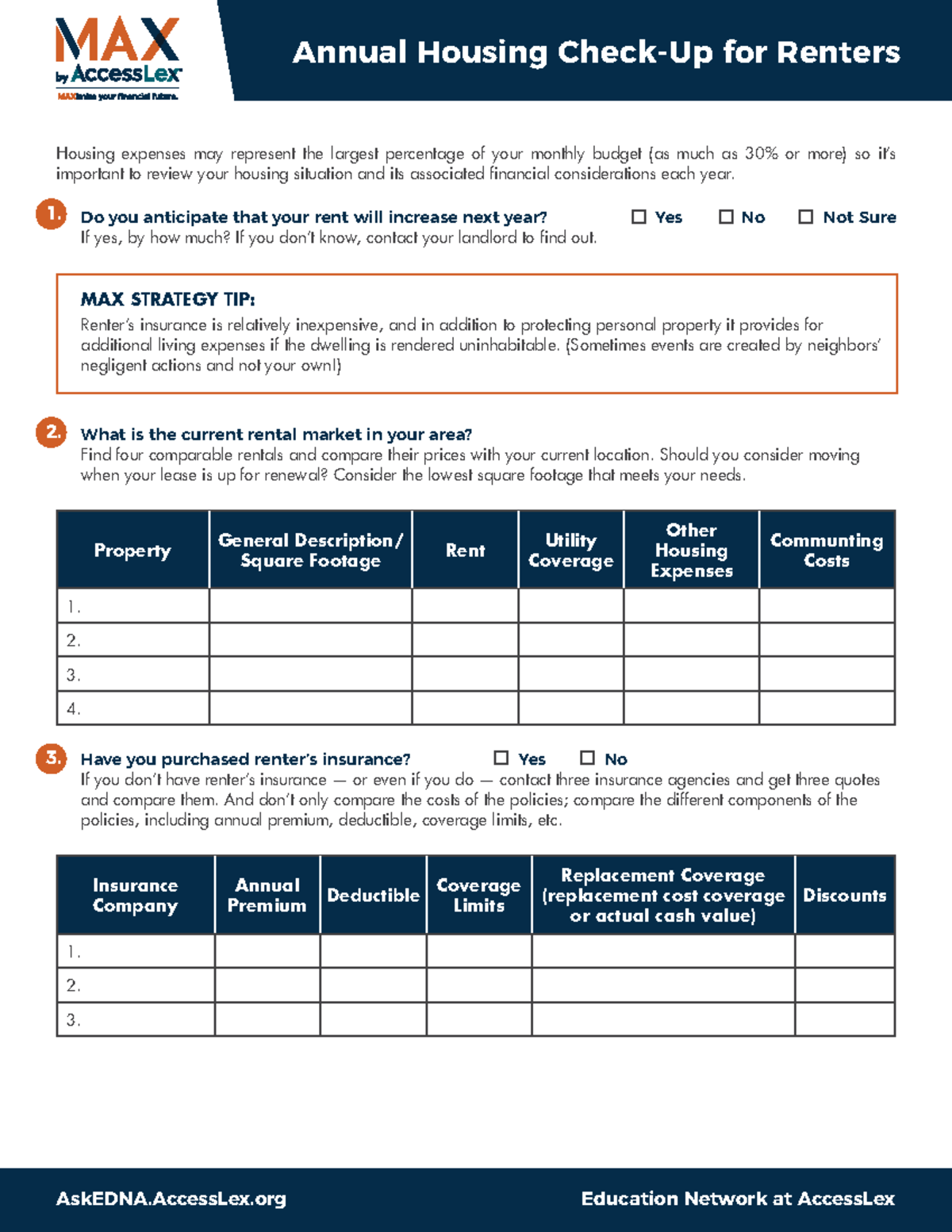 Annual Housing Check-Up for Renters - Annual Housing Check-Up for ...