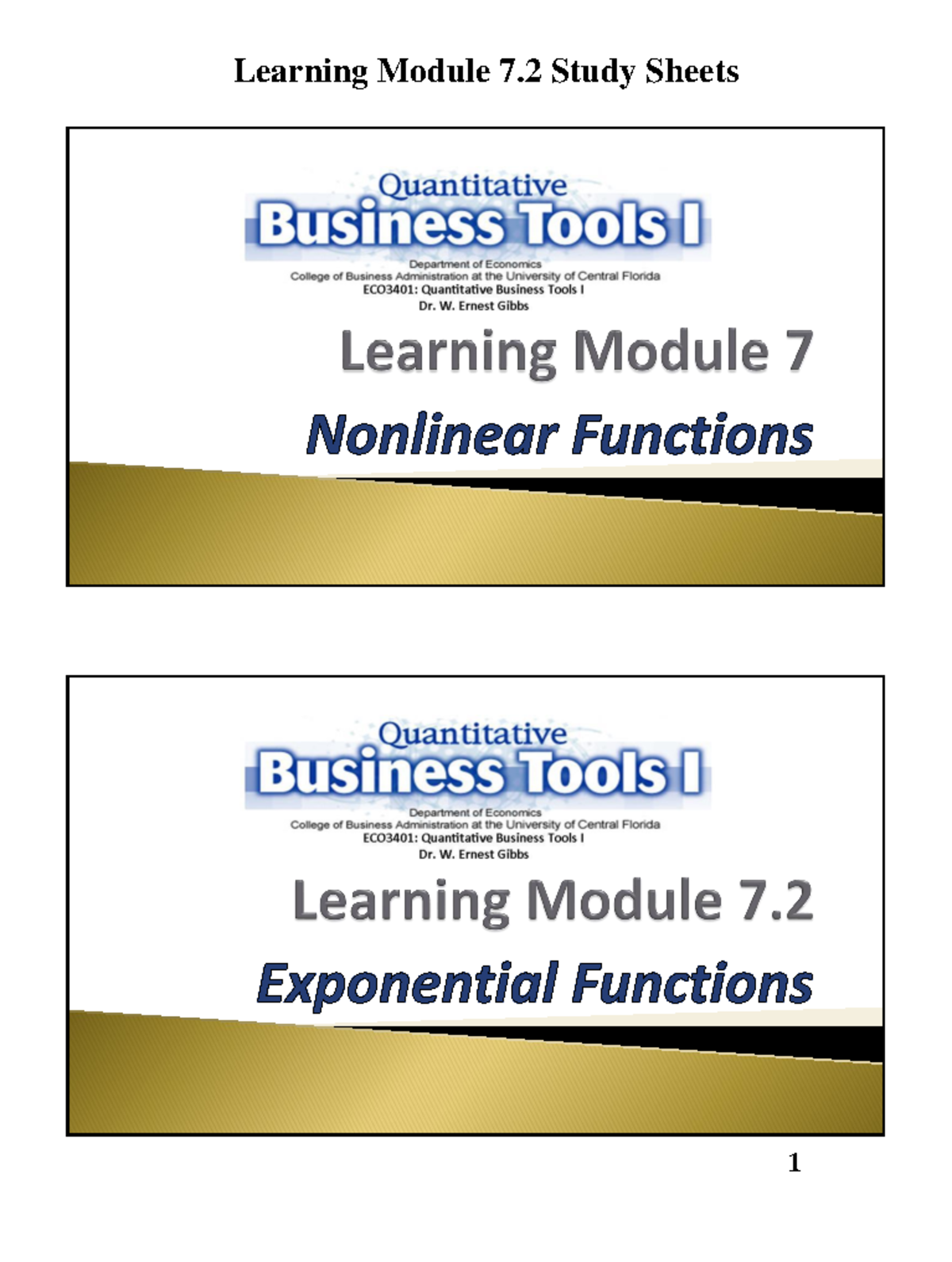 Learning Module 7 2 Study Sheets - An exponential function with base 𝒂 ...