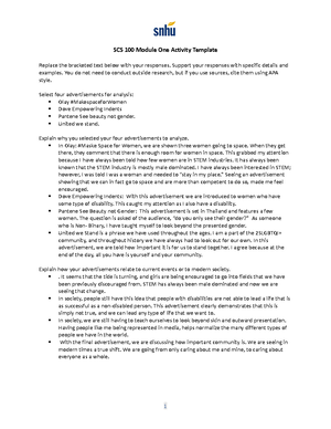 SCS 100 Module Three Activity Template - SCS 100 Module Three Activity ...
