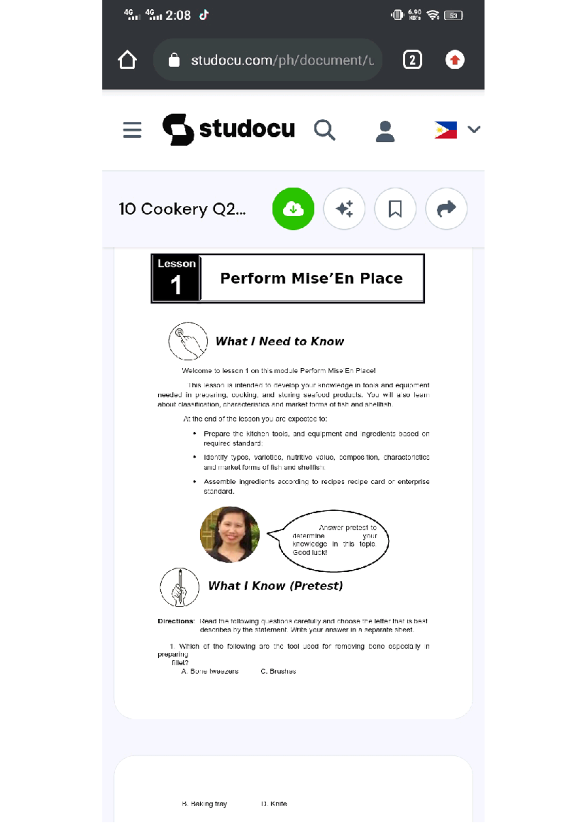 Preparing Fish dishes - Pdf - 4G 4G ml 2:08 6 53 2 studocu 10 Cookery ...